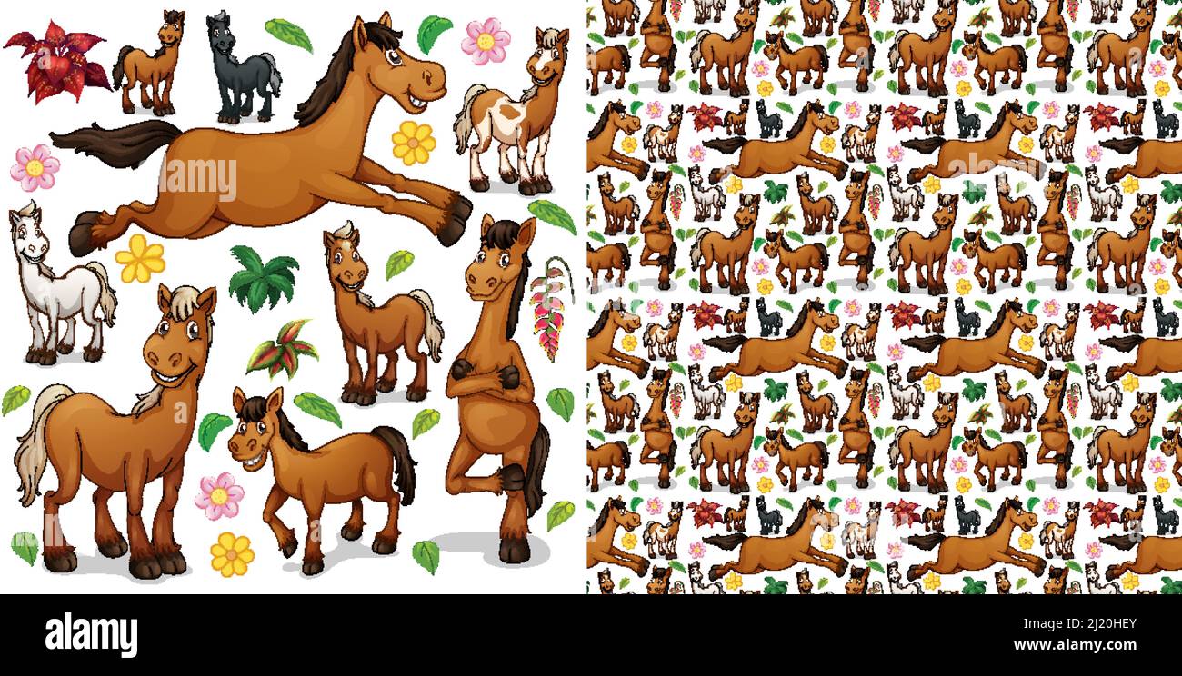 Cute animals cartoon seamless background illustration Stock Vector ...