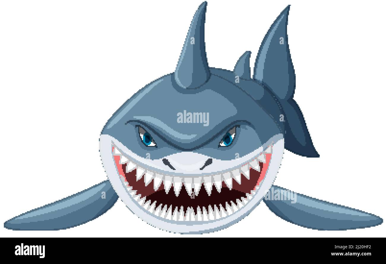Aggressive great white shark cartoon illustration Stock Vector Image ...