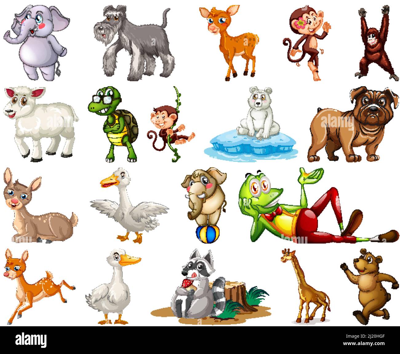 Set of animal cartoon character illustration Stock Vector Image & Art ...