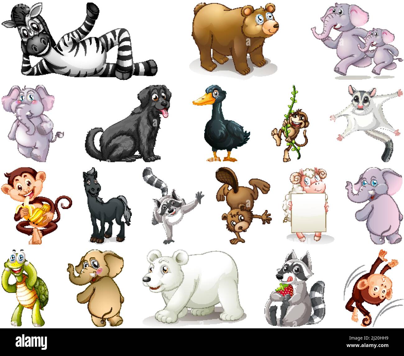 Set of animal cartoon character illustration Stock Vector Image & Art ...