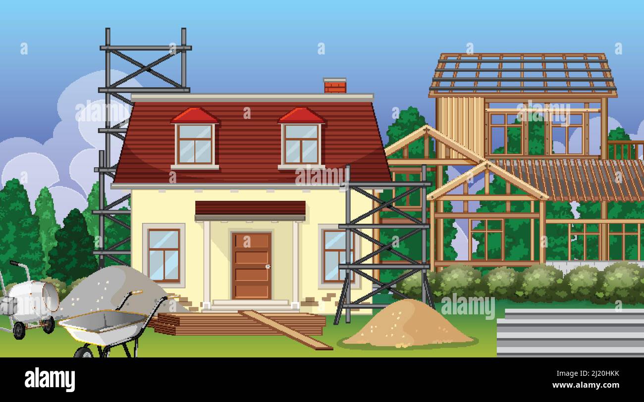 Scene of building construction site illustration Stock Vector Image ...