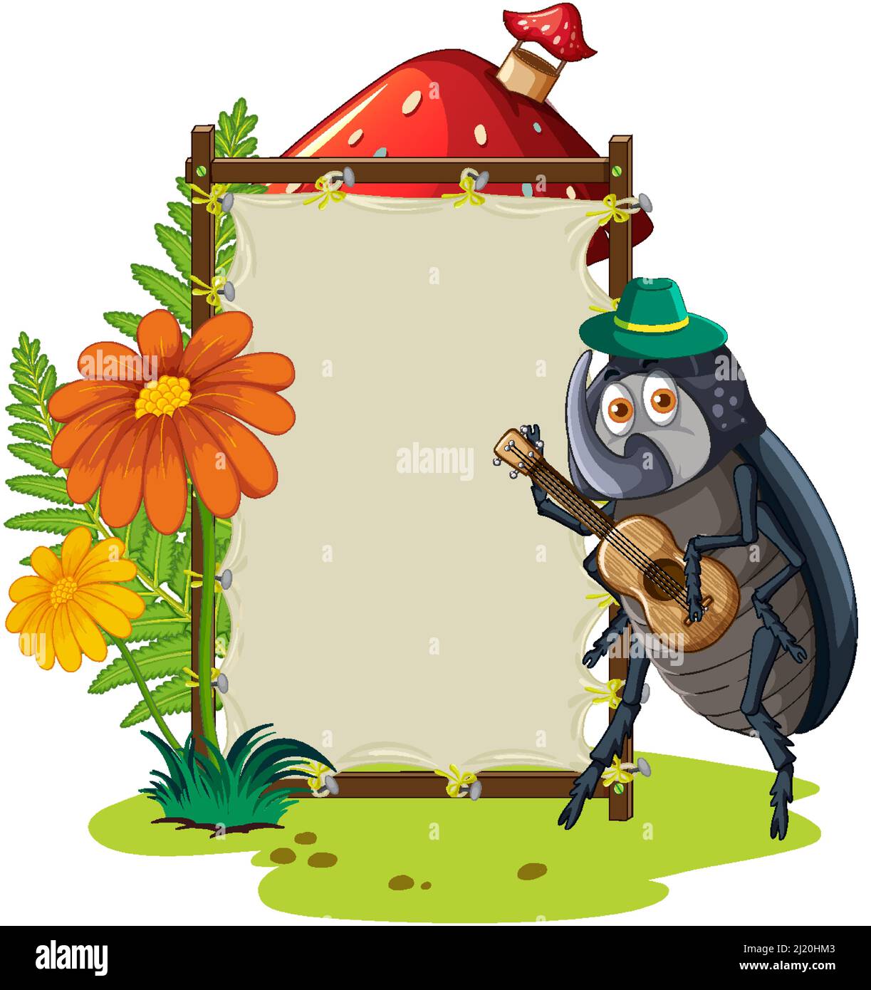 Sign board with beetle on white background illustration Stock Vector ...