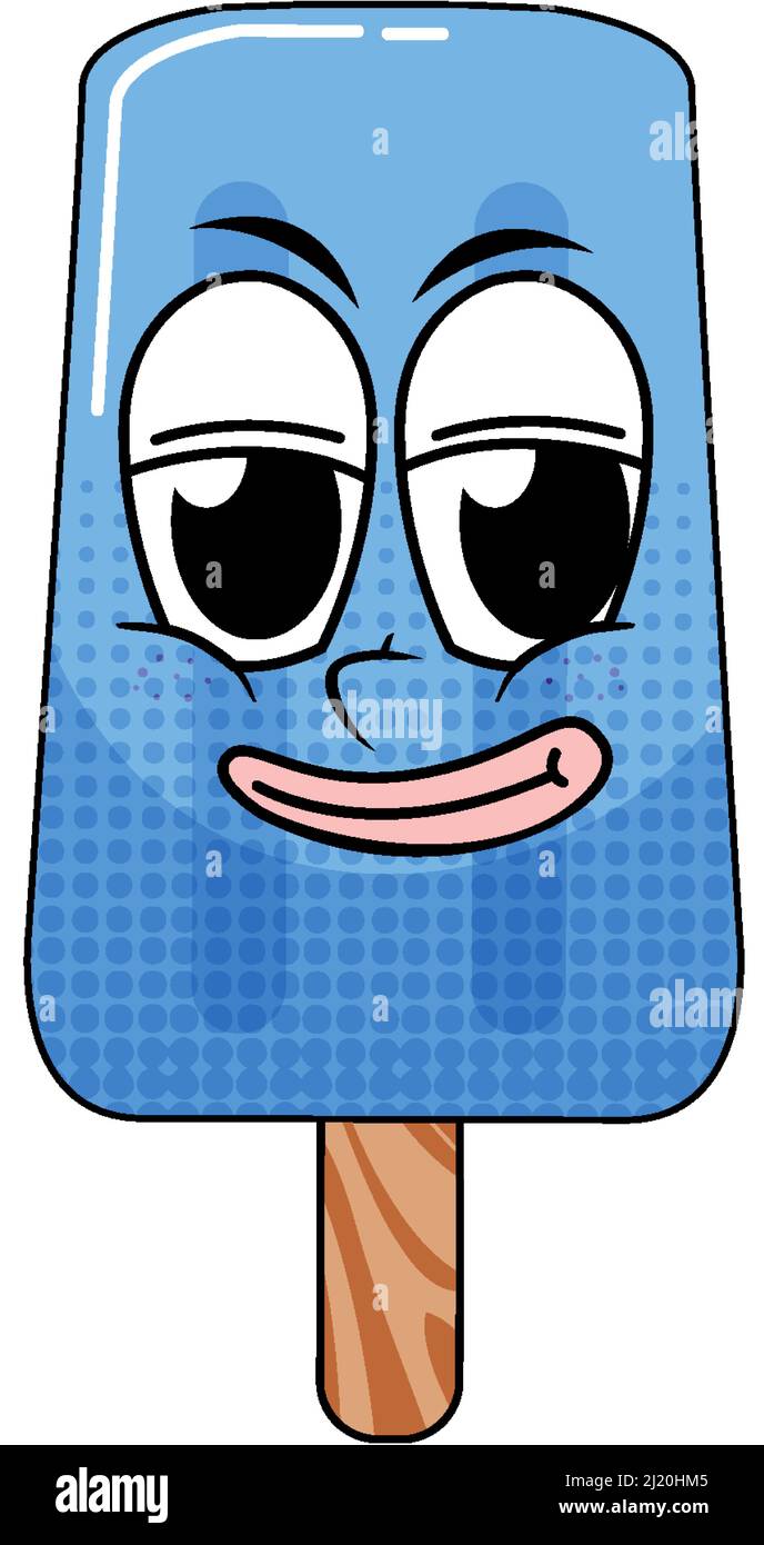 Blue popsicle with happy face illustration Stock Vector Image & Art - Alamy
