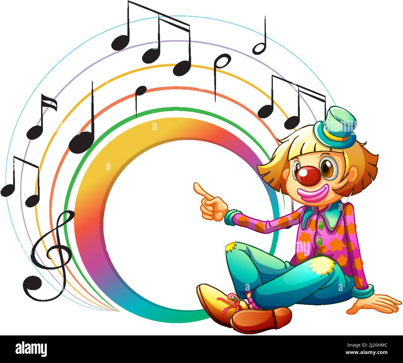 Cute clown with blank music note template illustration Stock Vector ...