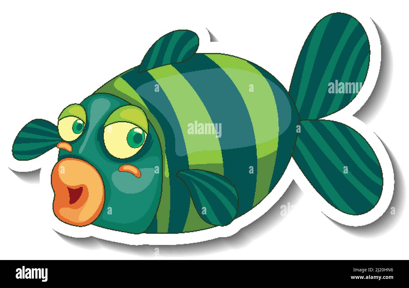Cute fish sea animal cartoon sticker illustration Stock Vector Image ...