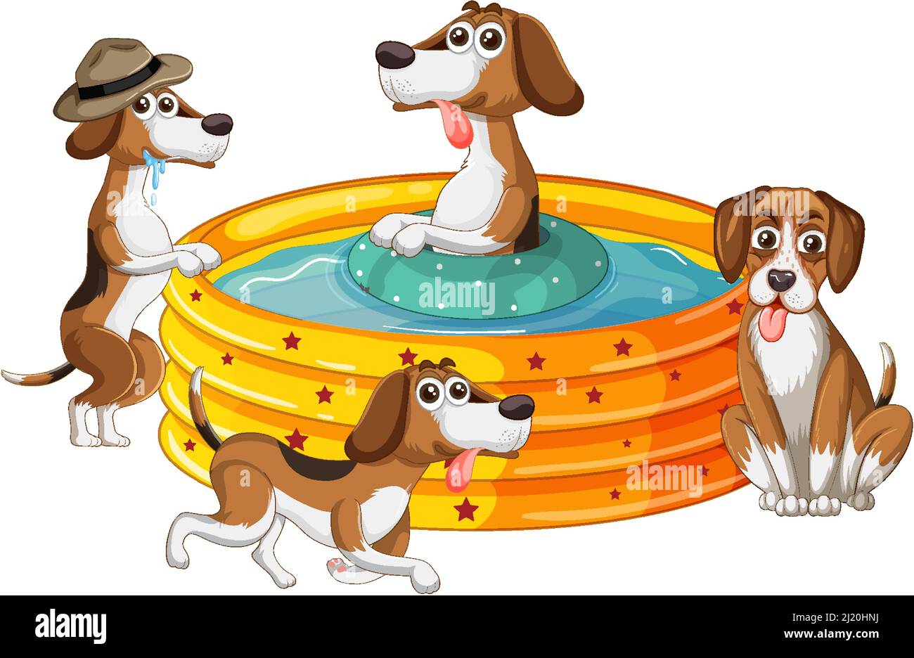 Dogs playing in water Stock Vector Images - Alamy
