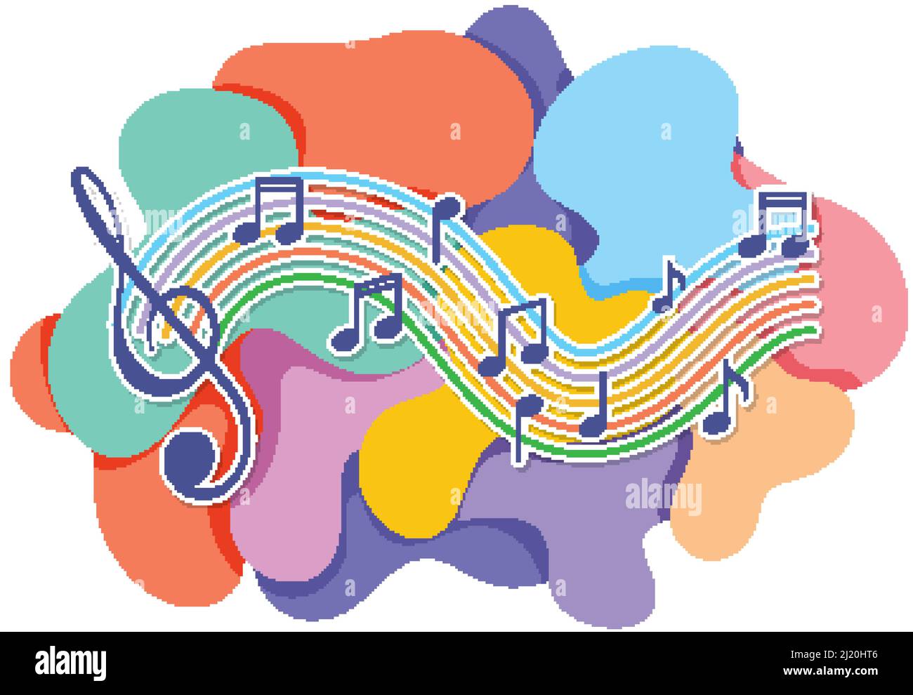 Music notes rainbow colourful on white background illustration Stock ...