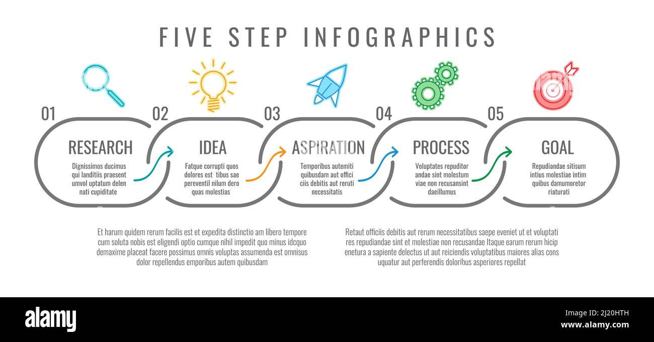 How-to five steps infographic Stock Vector Image & Art - Alamy
