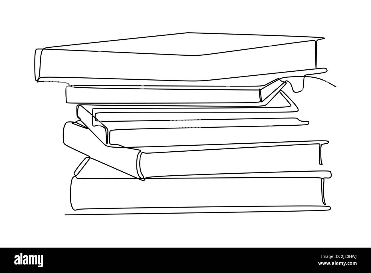 Continuous one line drawing of a stack of books. Vector illustration ...
