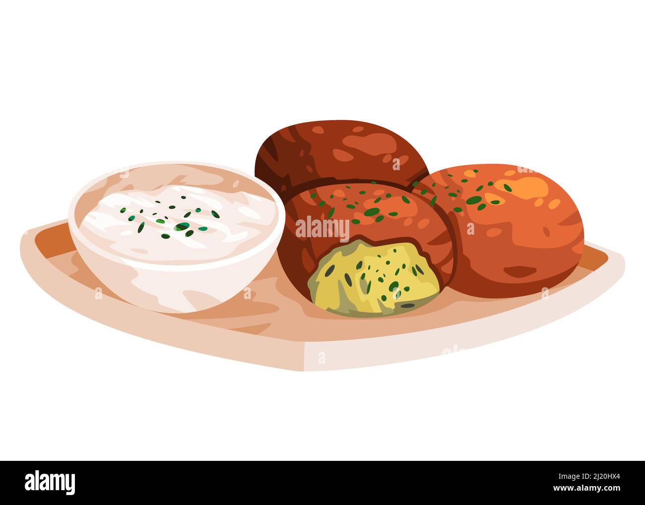 Falafel fried peas traditional arab middle east food drawing ...