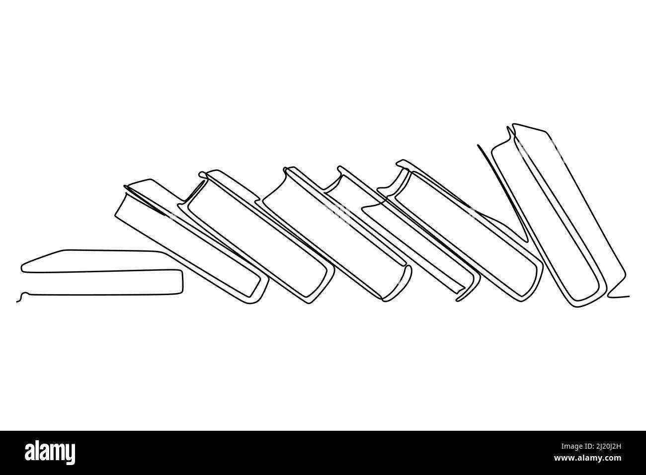 Continuous single line drawing of falling books. Vector illustration ...