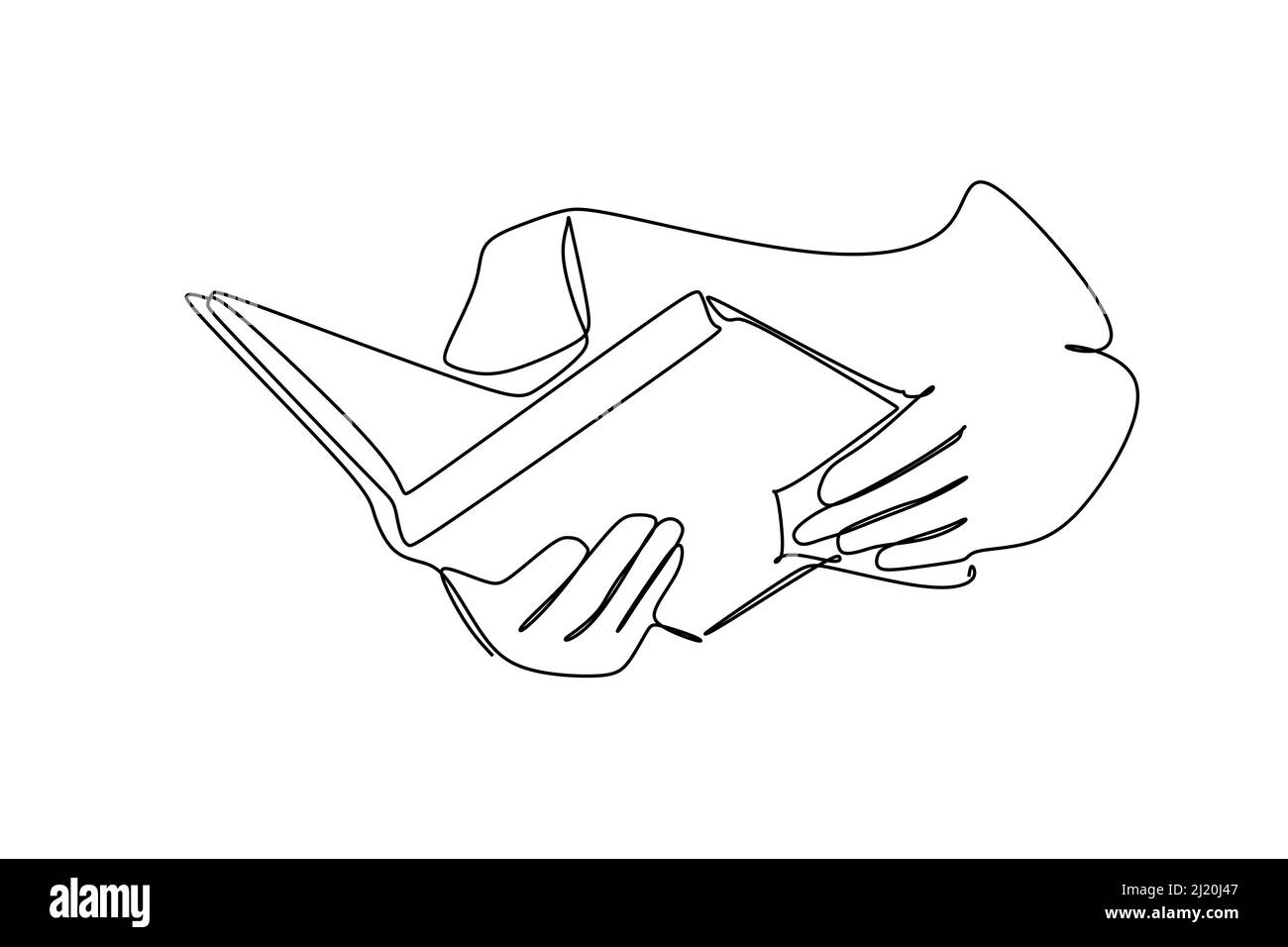 continuous line drawing of person reads a book. Someone reads a book ...