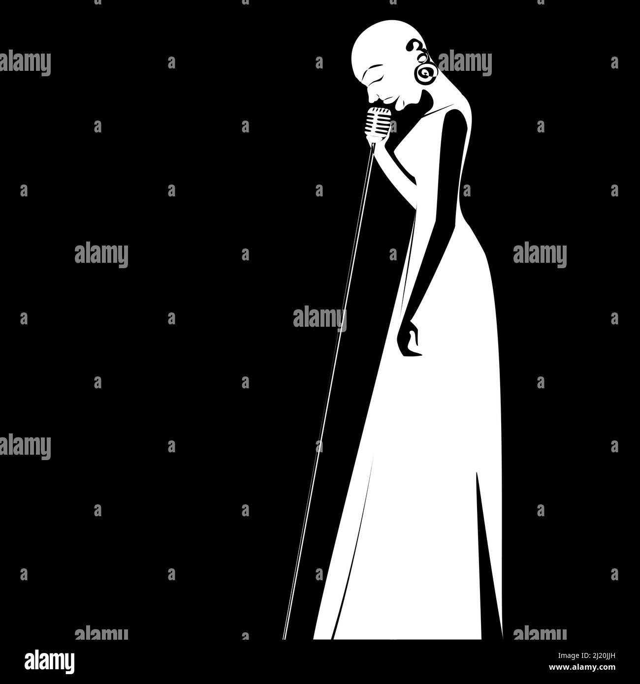 Black white drawing woman singing hi-res stock photography and images ...