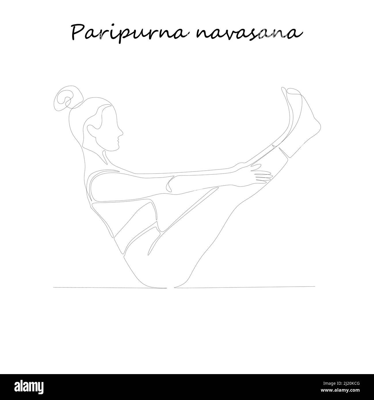 Continuous line drawing. Young woman making yoga exercise, silhouette ...