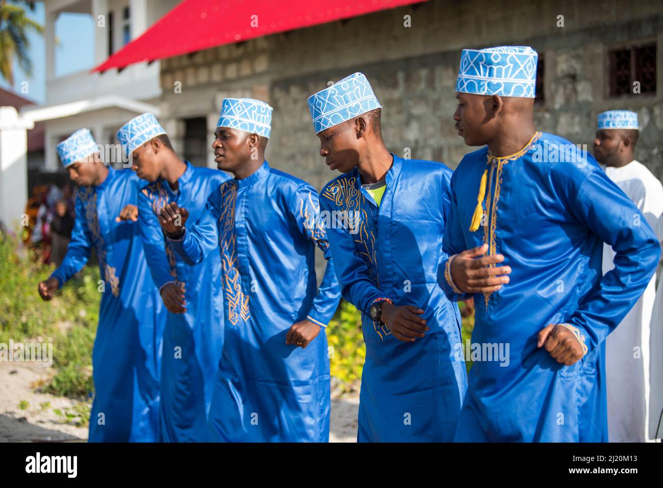 Zanzibar, Tanzania-January 05,2022: Local people dressed in traditional ...