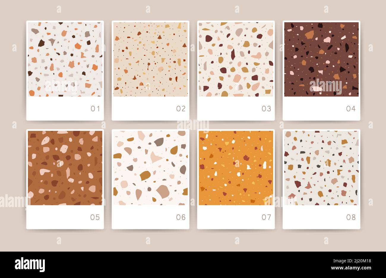 Set of terrazzo seamless patterns. Granite stone texture. Abstract ...