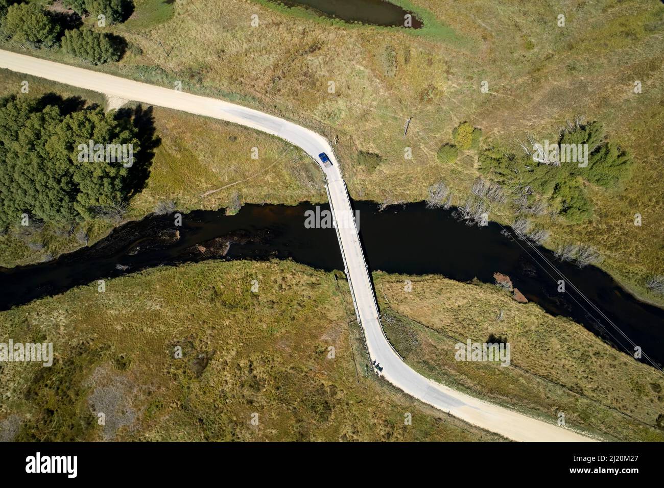 Bridge across Taieri River, near Patearoa, Maniototo, Central Otago ...