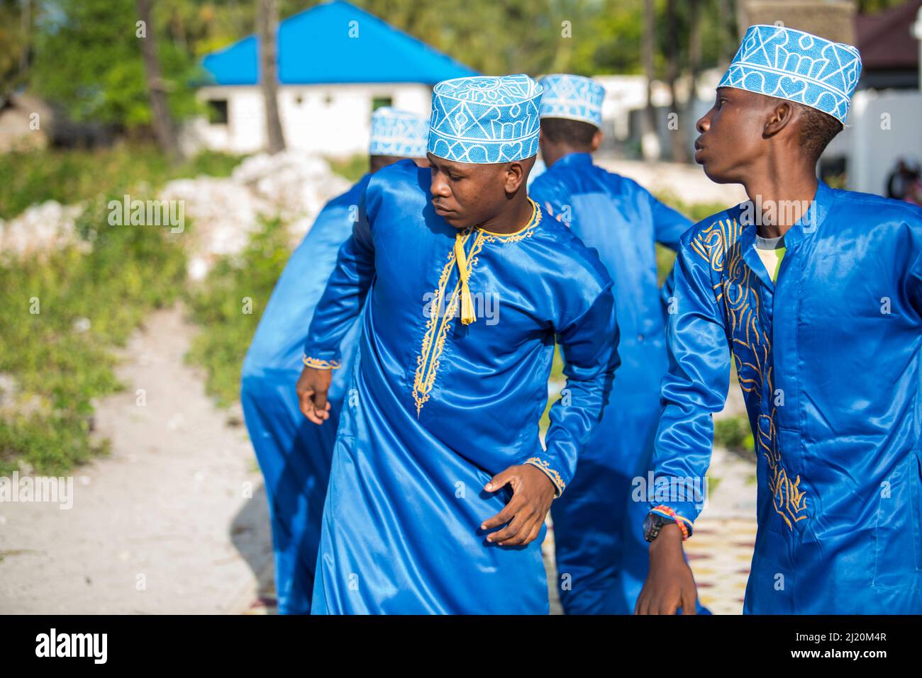 Zanzibar, Tanzania-January 05,2022: Local people dressed in traditional ...
