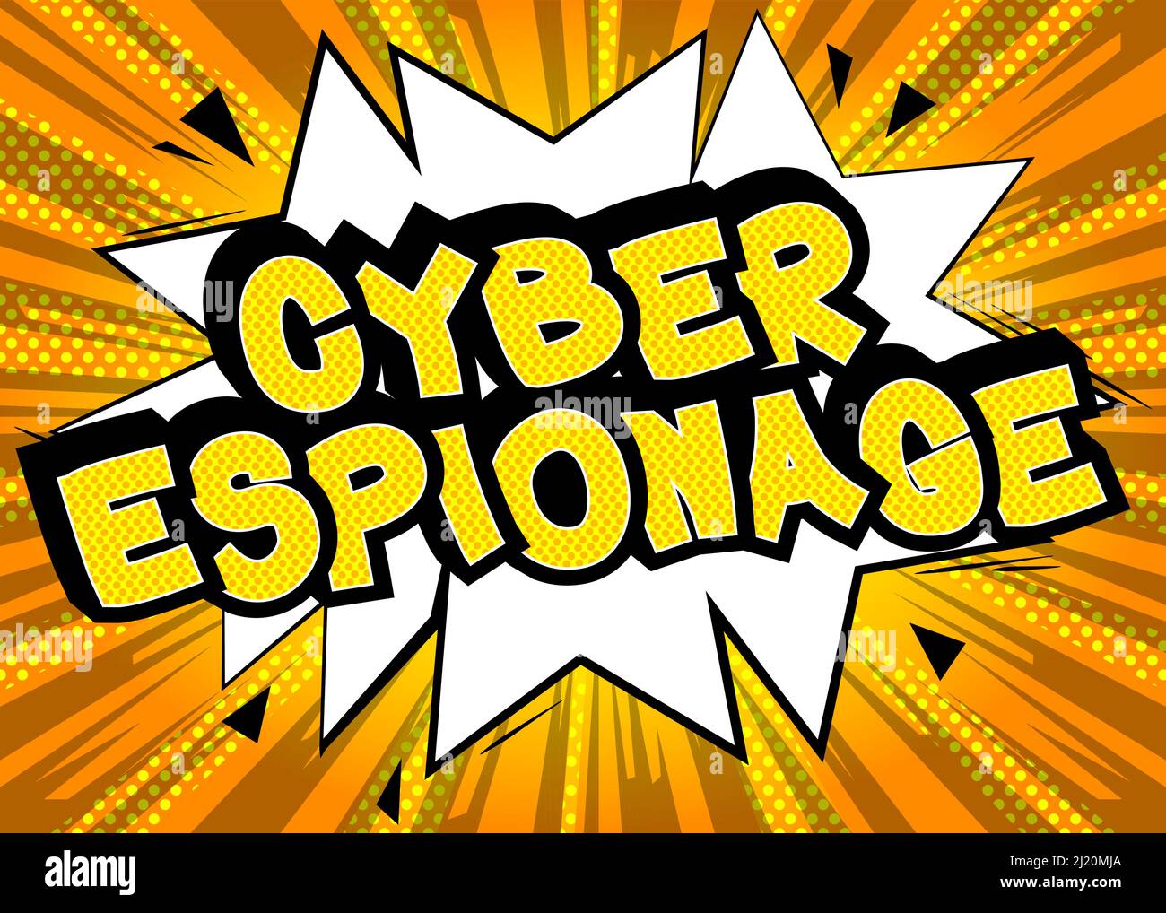 Cyber Espionage. Comic book word text on abstract comics background ...