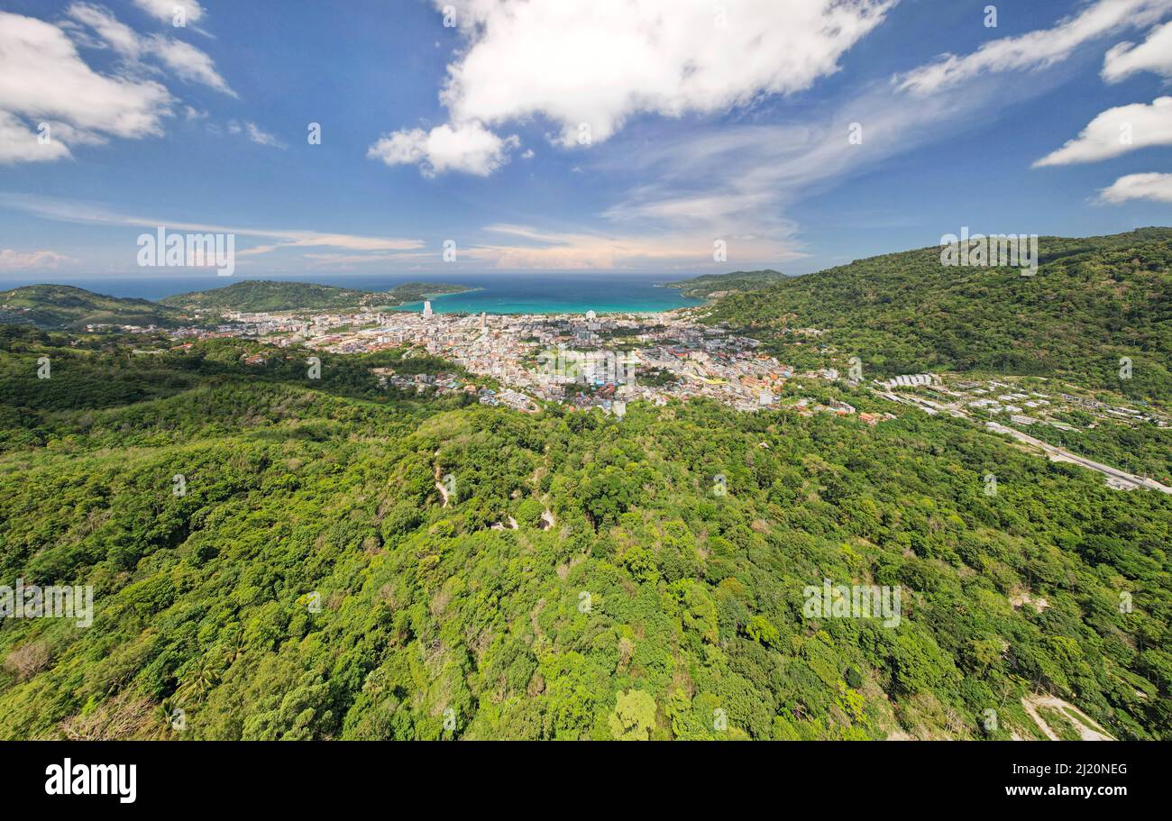 Phuket Thailand patong bay. Panorama landscape nature view from Drone ...