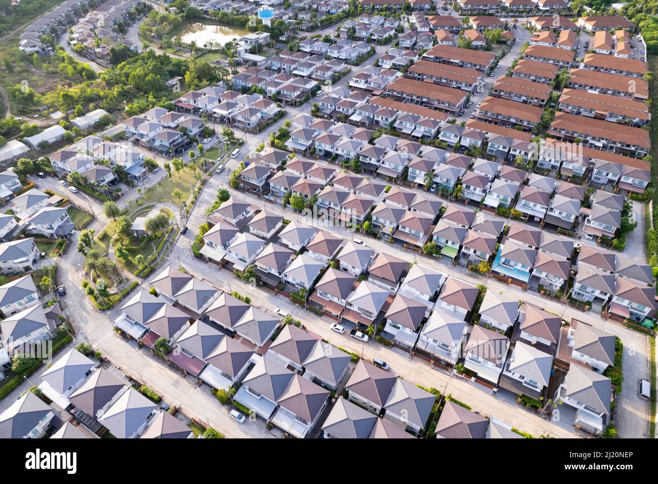 New development real estate. Aerial view of residential houses and ...