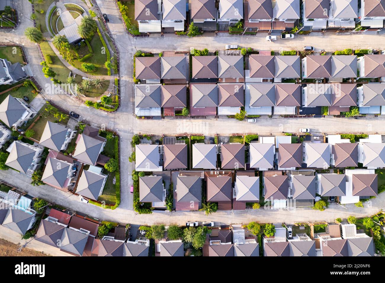 New development real estate. Aerial view of residential houses and ...