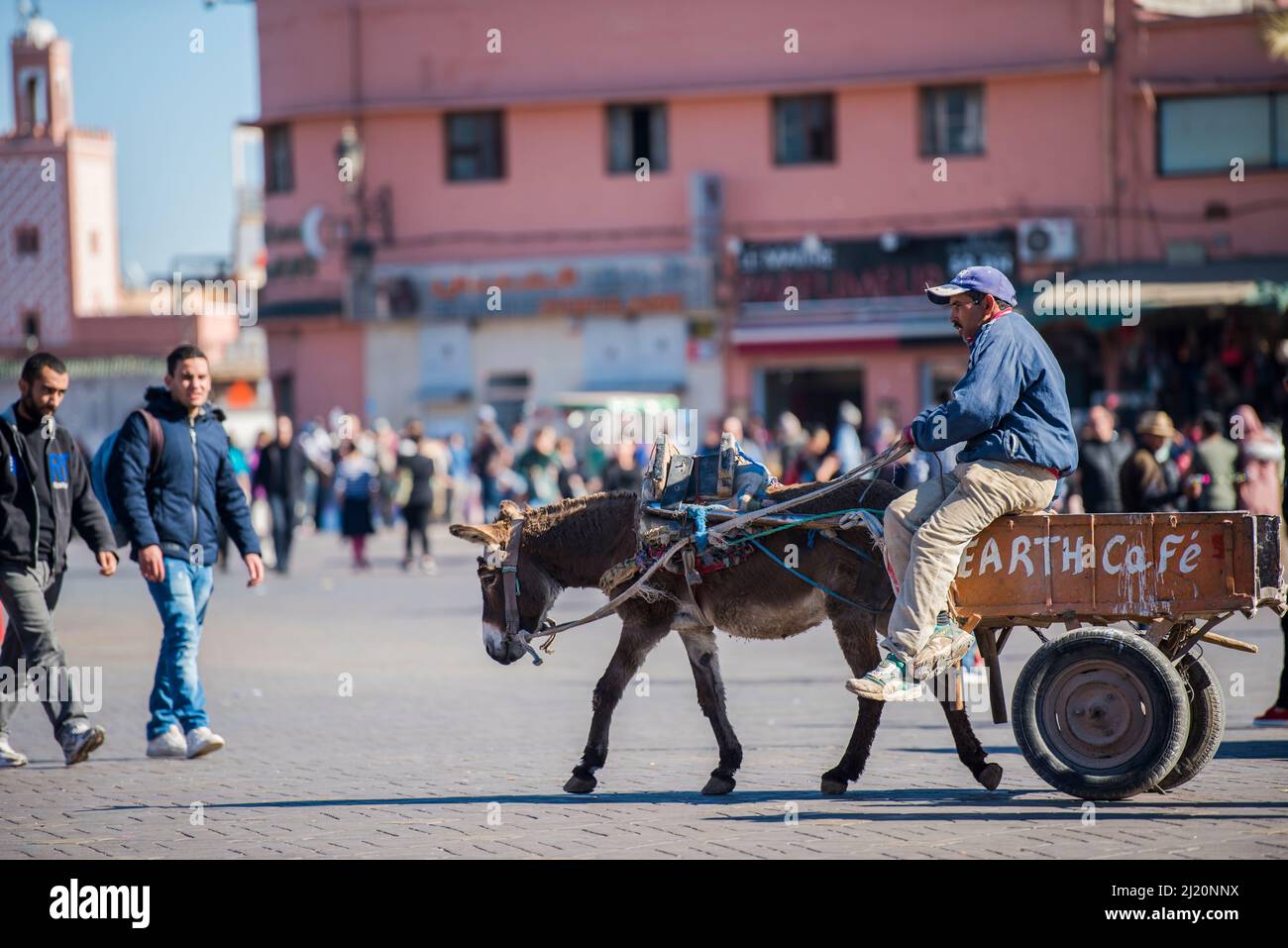 Marrakesh, Morocco - February 28, 2022: In the narrow streets of the ...