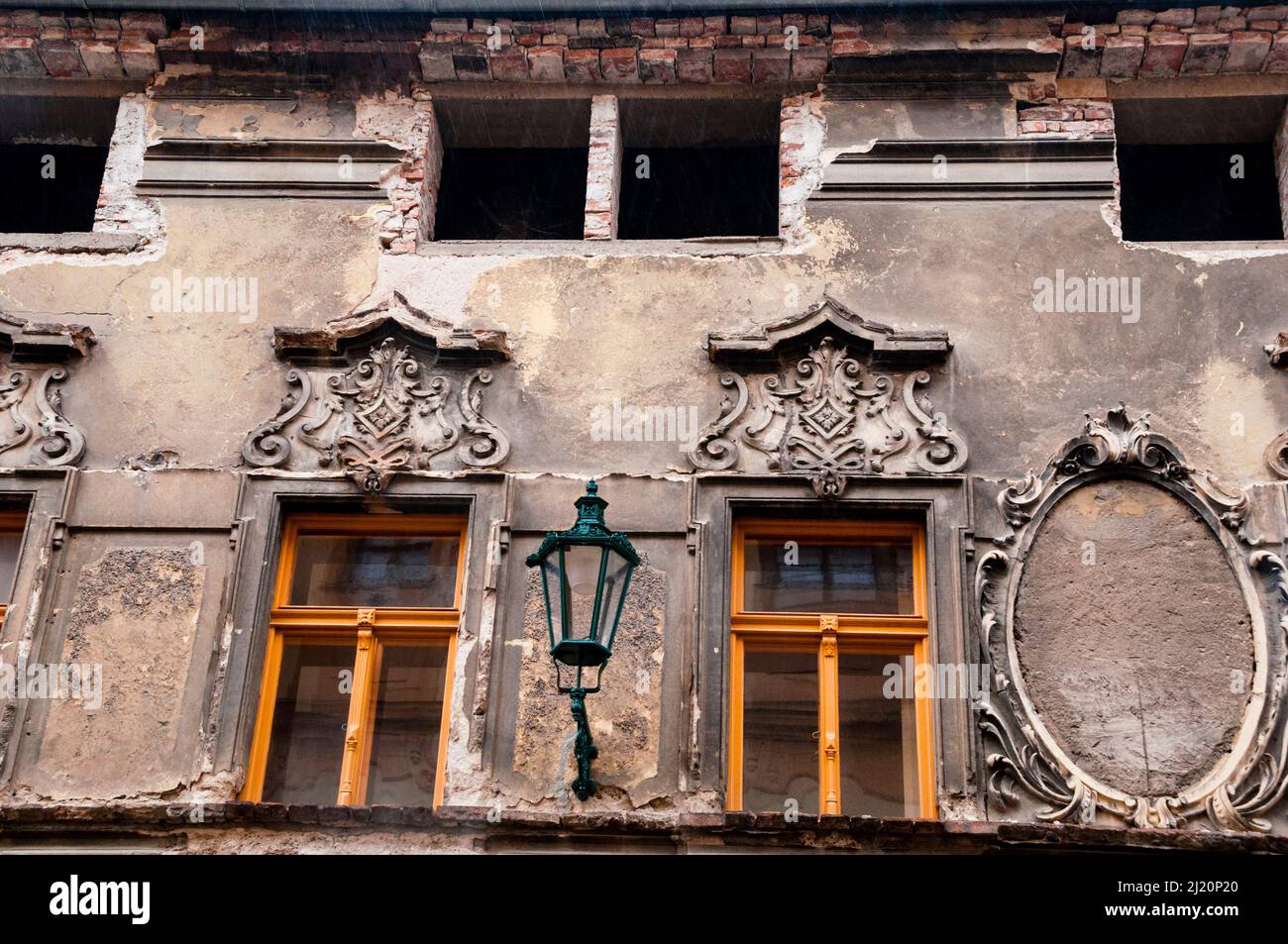 Baroque window pediments and oval Baroque pendant in Kutná Hora, Czech ...
