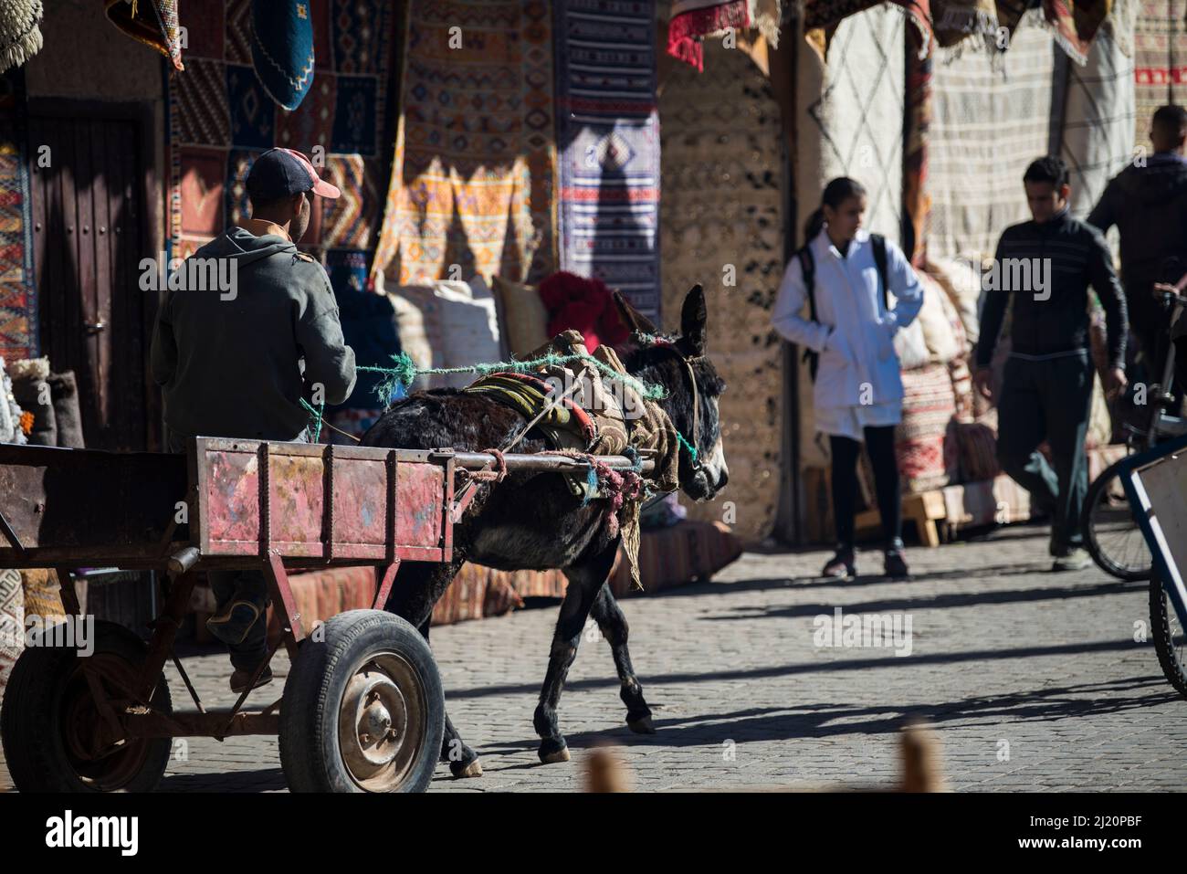 Marrakesh, Morocco - February 28, 2022: In the narrow streets of the ...