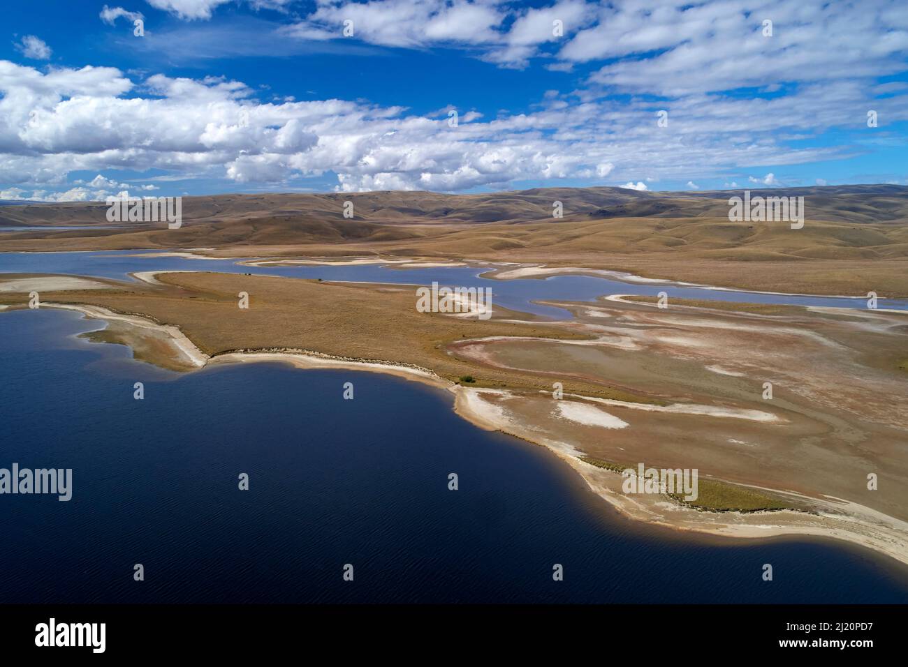Lake Onslow, Central Otago, South Island, New Zealand - drone aerial ...