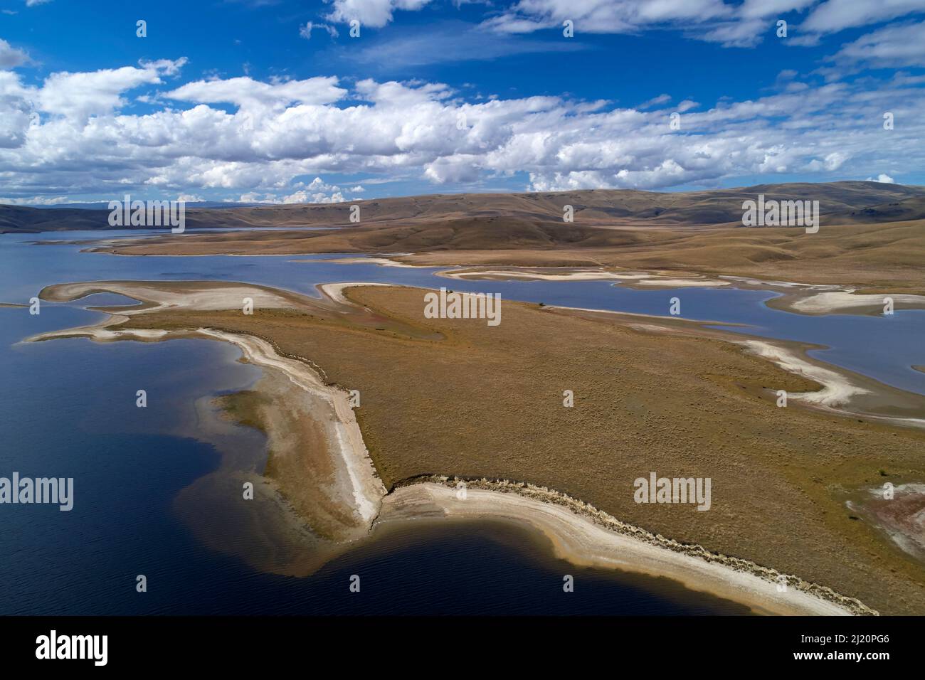 Lake Onslow, Central Otago, South Island, New Zealand - drone aerial ...