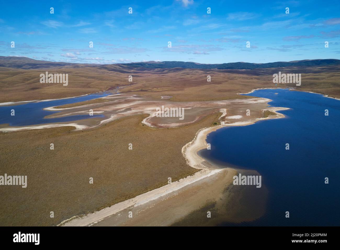 Lake Onslow, Central Otago, South Island, New Zealand - drone aerial ...