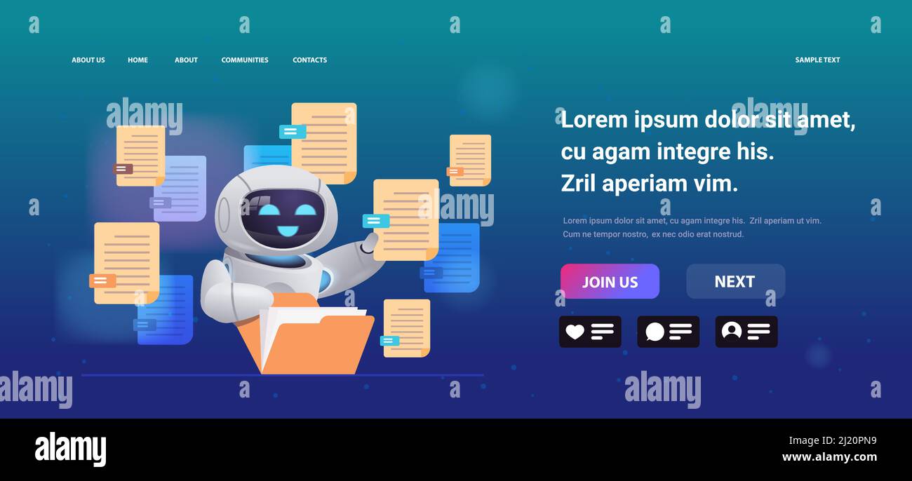 robot sorting documents robotic character organizing folder file management paperwork data ...