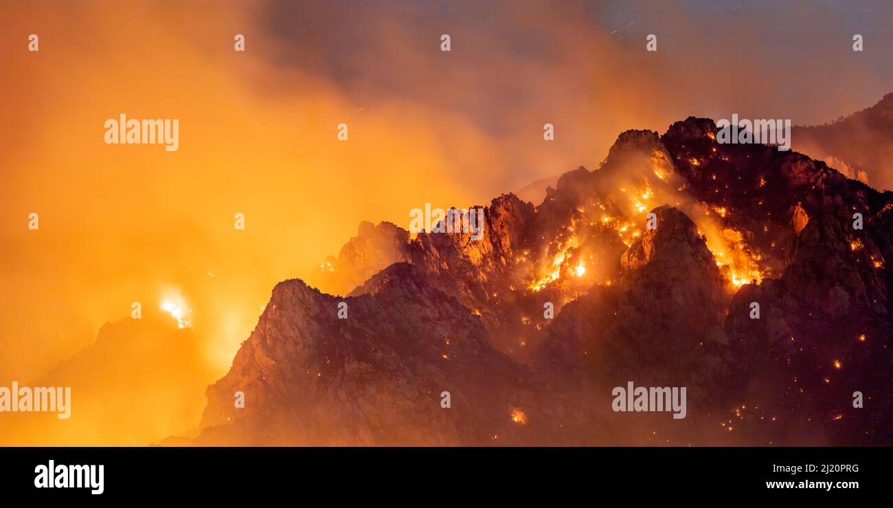 Lightning caused wildfire on Mount Lemmon, Coronado National Forest ...