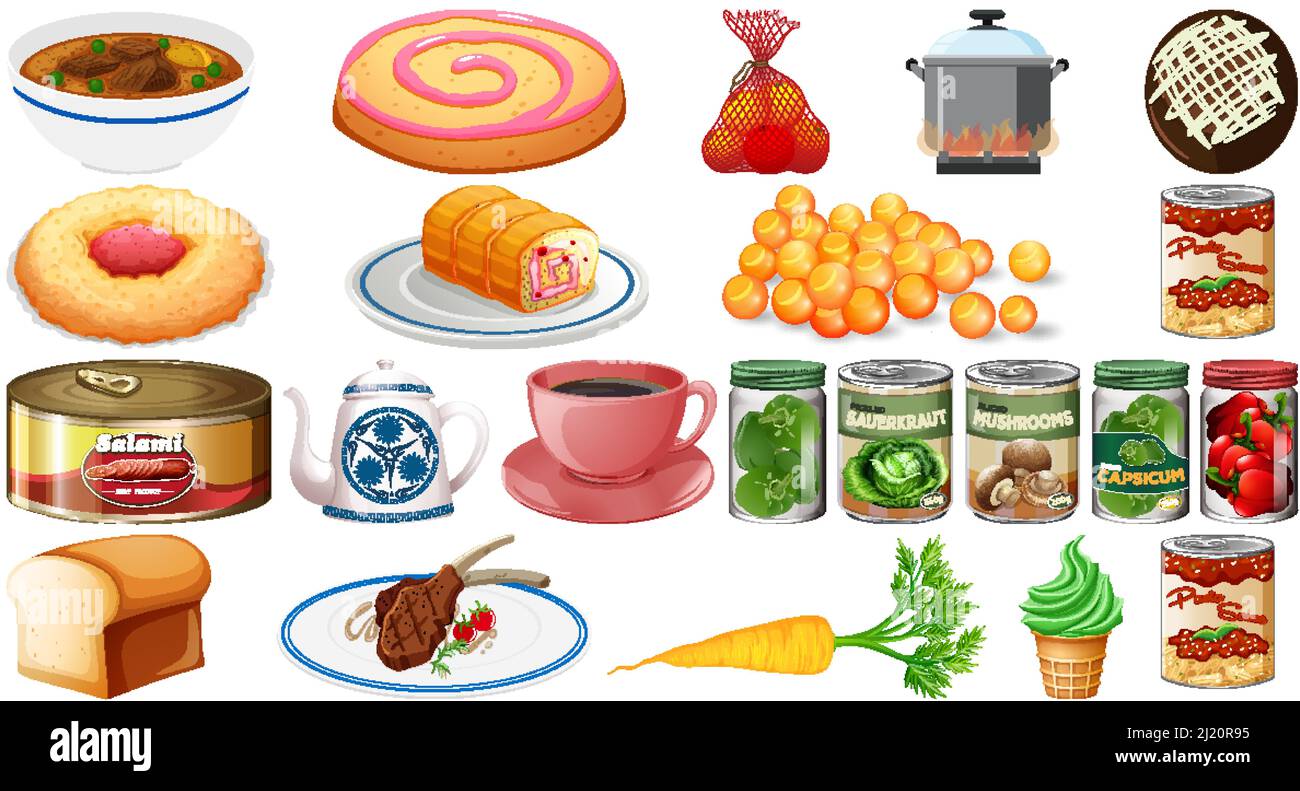 Set of different foods illustration Stock Vector Image & Art - Alamy