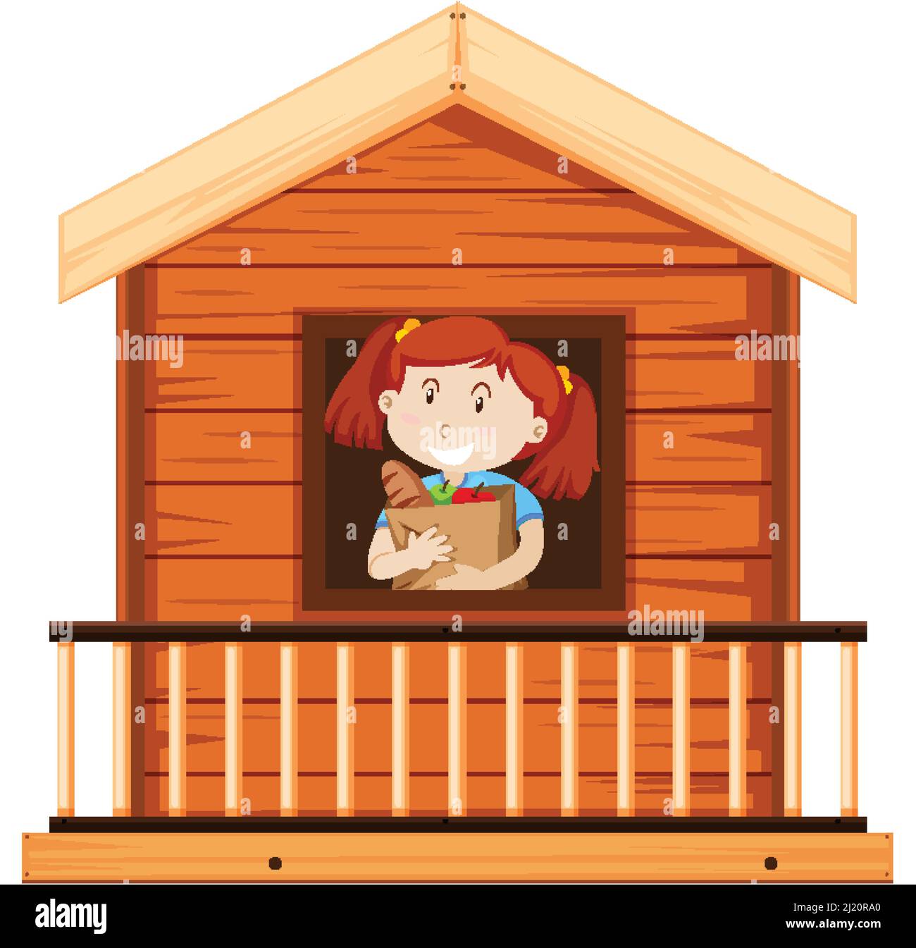 Little girl standing by the window illustration Stock Vector Image ...