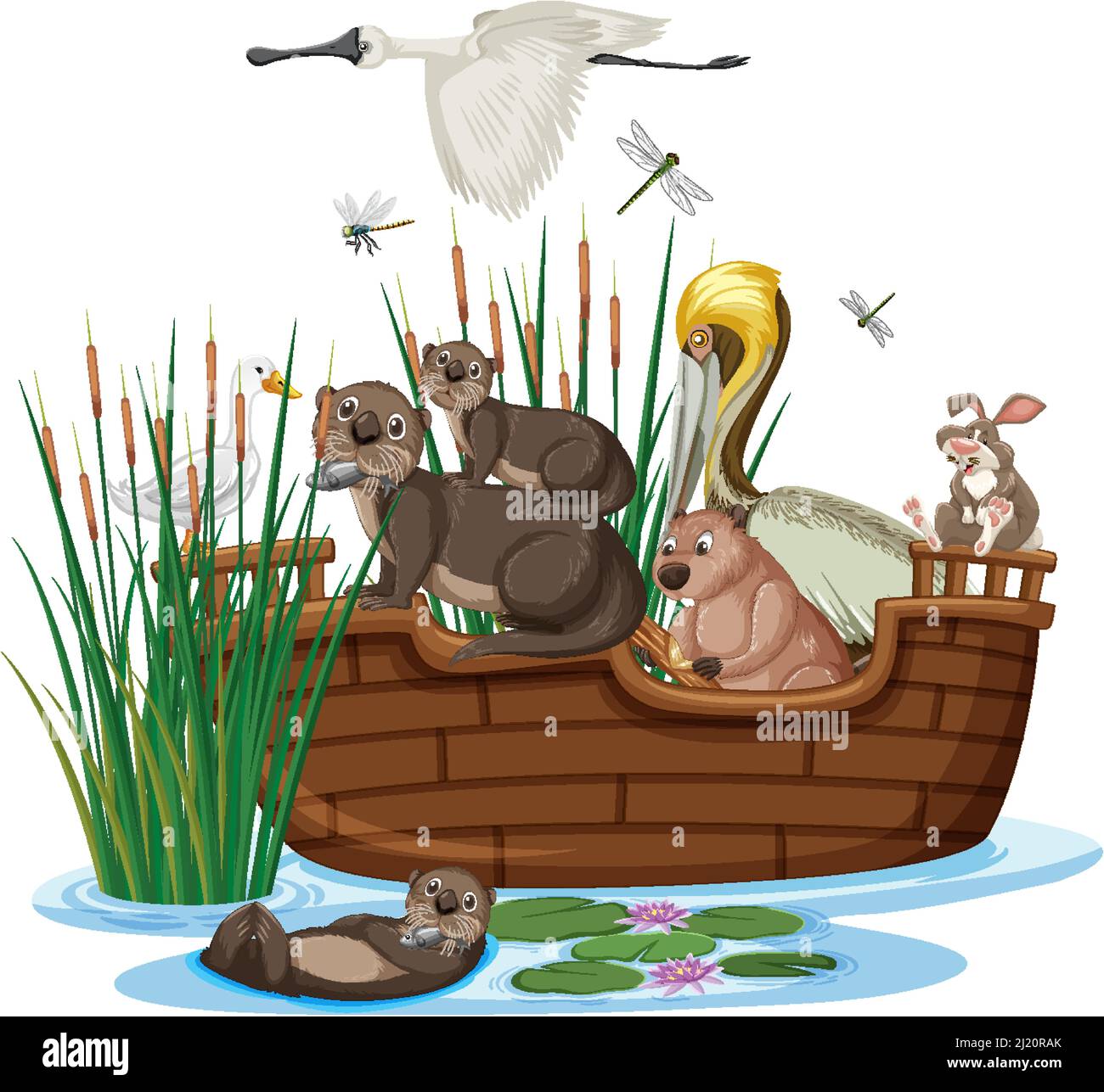 Many animals on the boat illustration Stock Vector Image & Art - Alamy