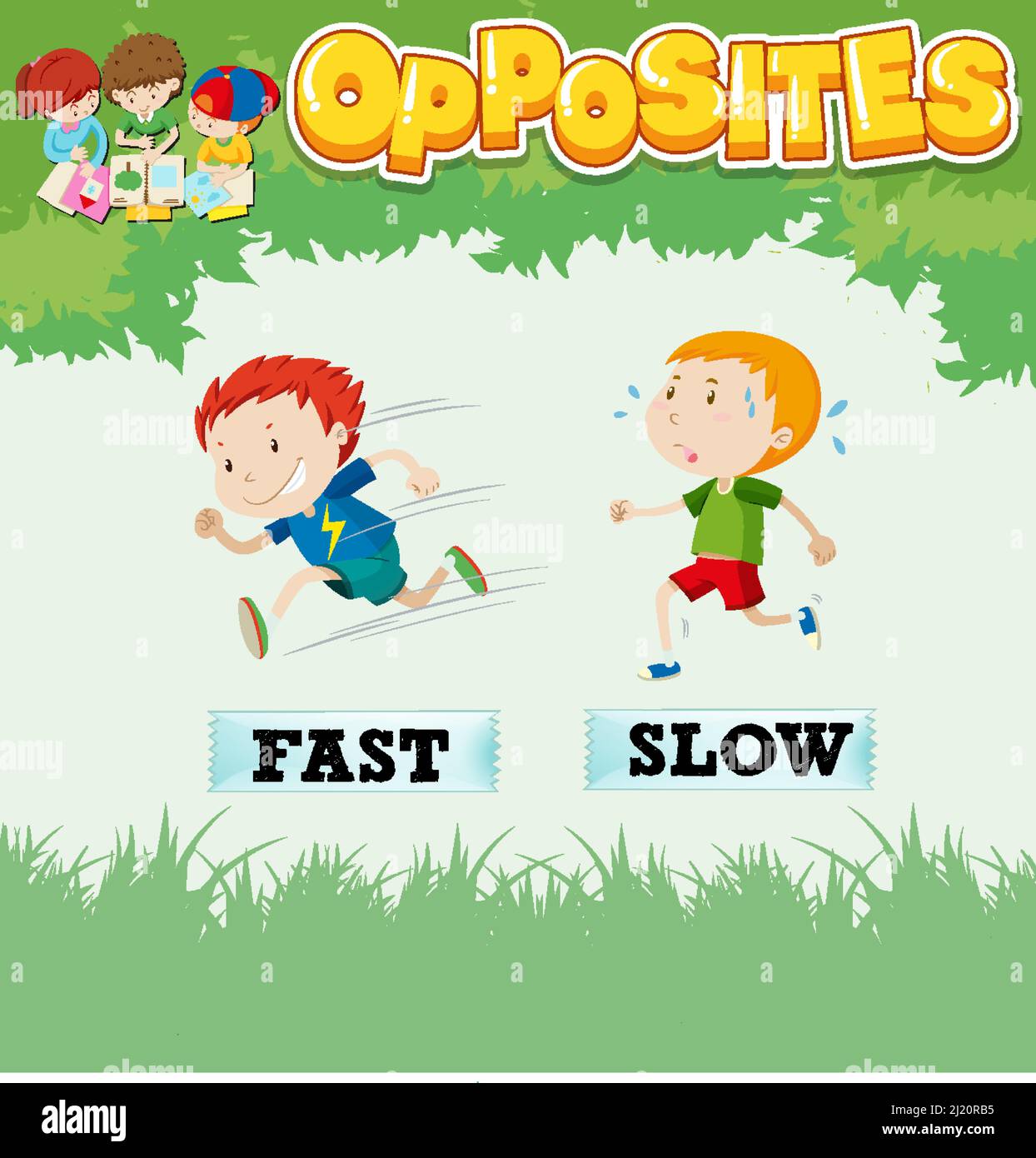 Opposite words for fast and slow illustration Stock Vector Image & Art ...