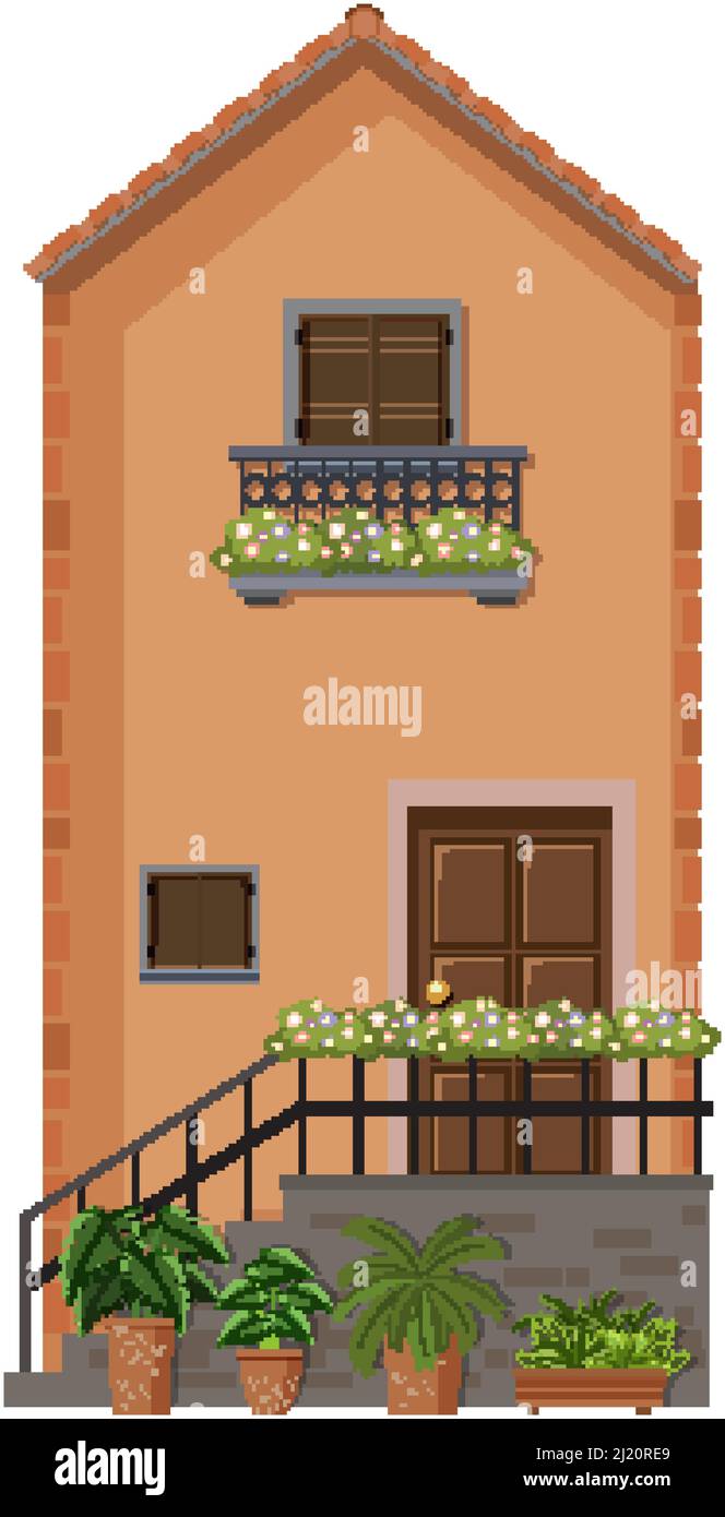 Traditional Italian architecture house building illustration Stock ...