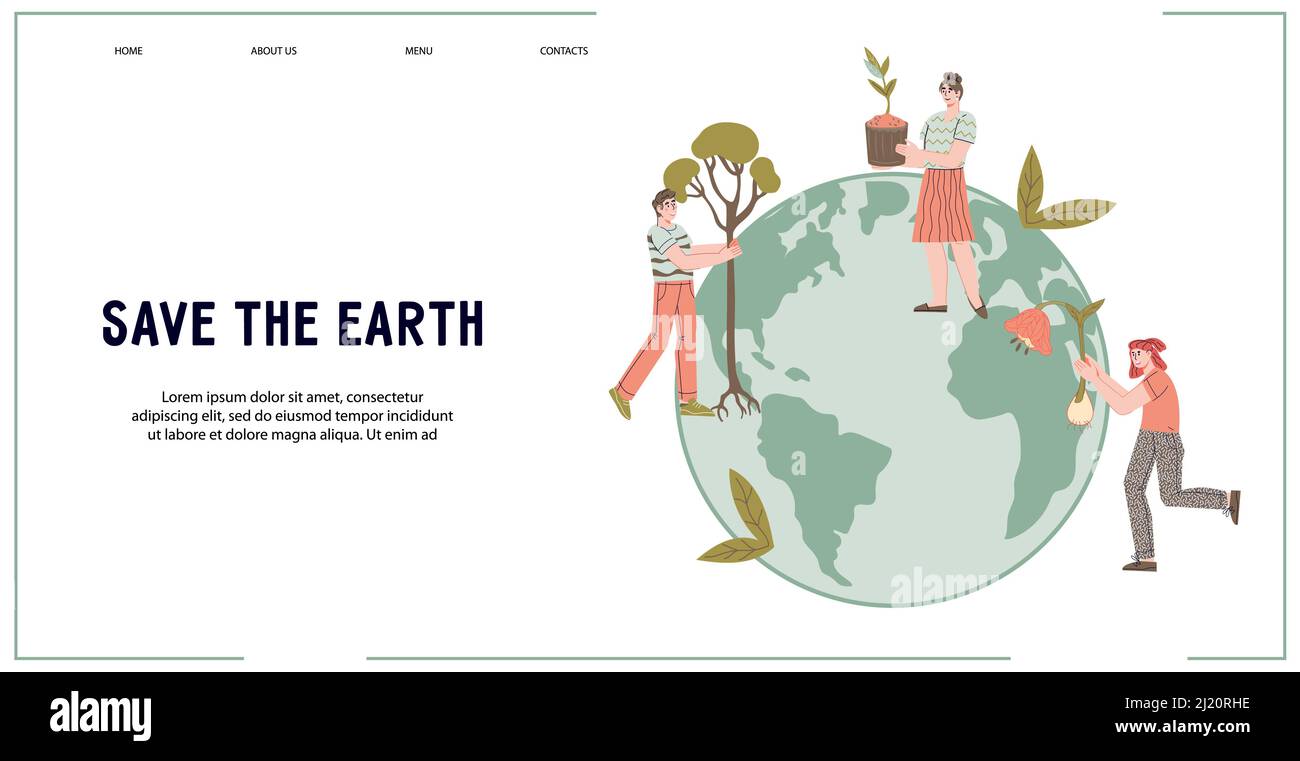 Save the Earth concept of web banner for topic of Environment ...