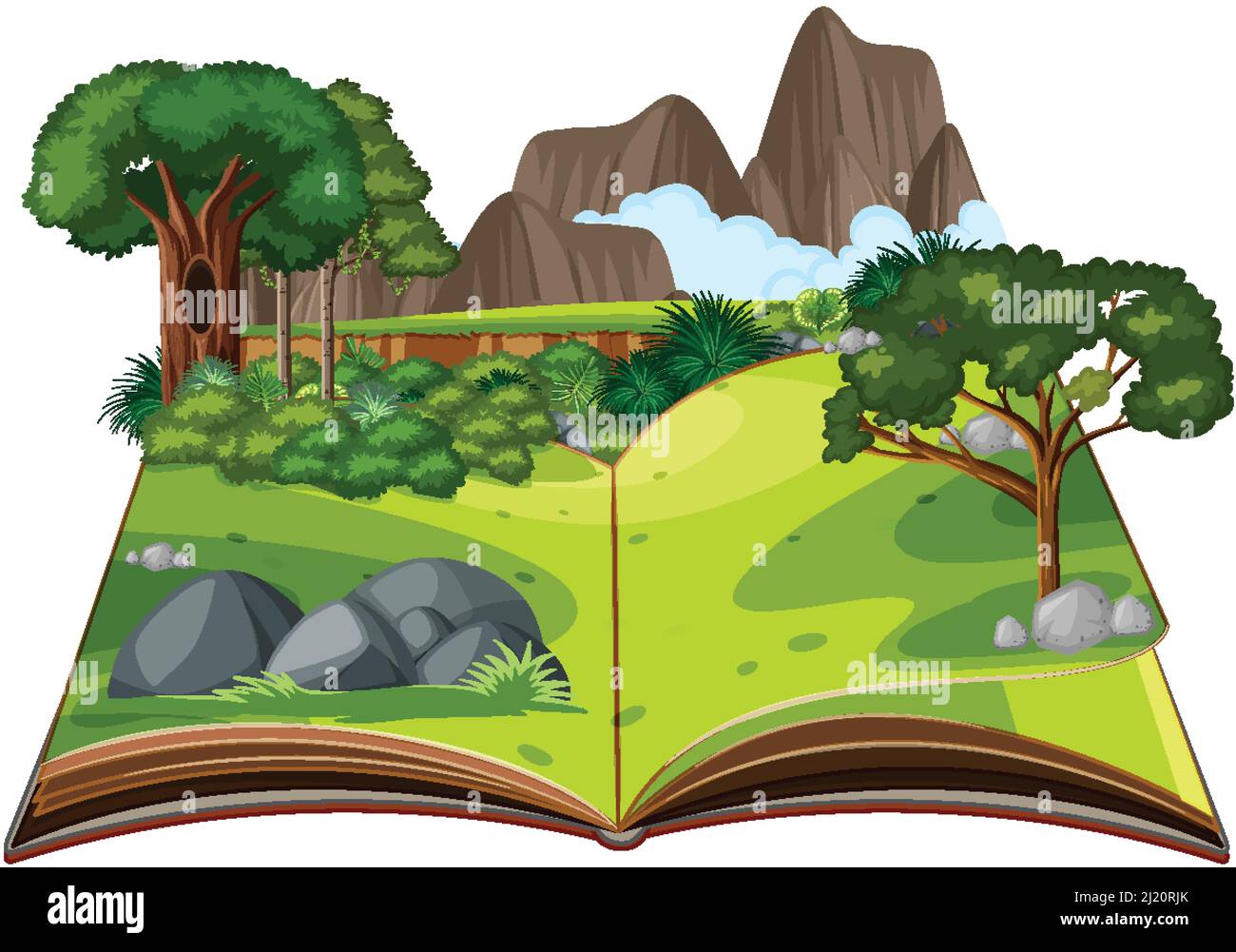 Pop up book with outdoor nature scene illustration Stock Vector Image ...