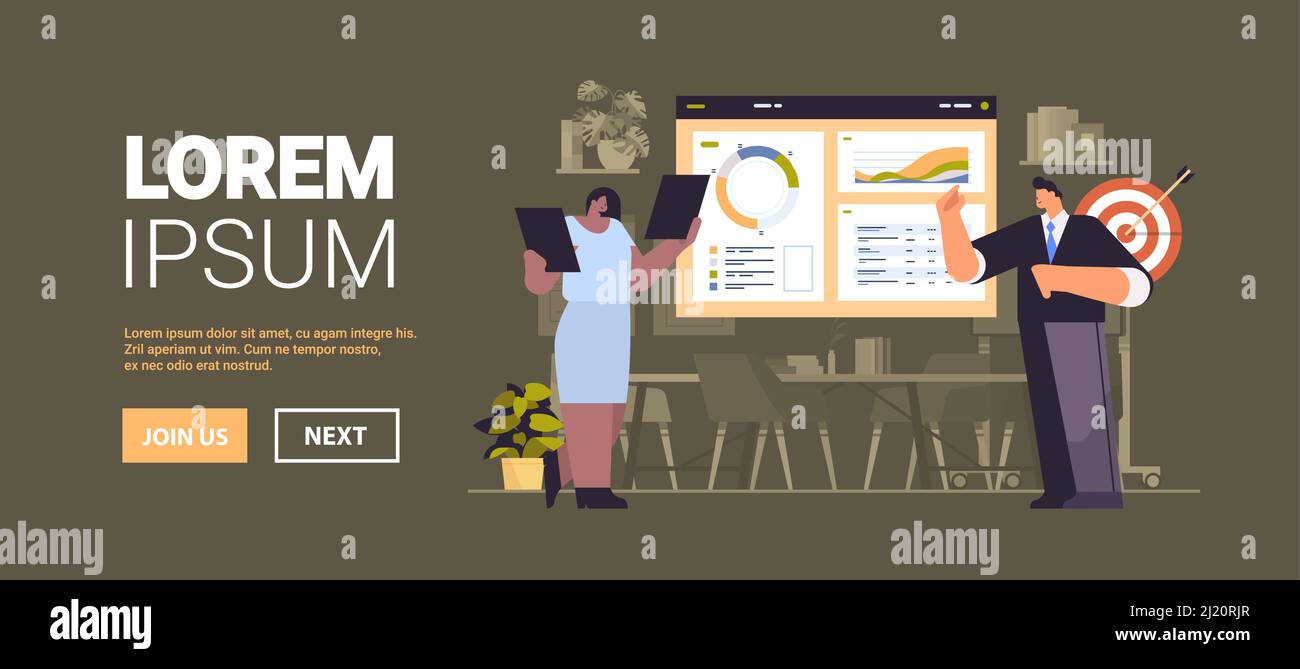 businesspeople presenting financial statistics charts graphs and ...
