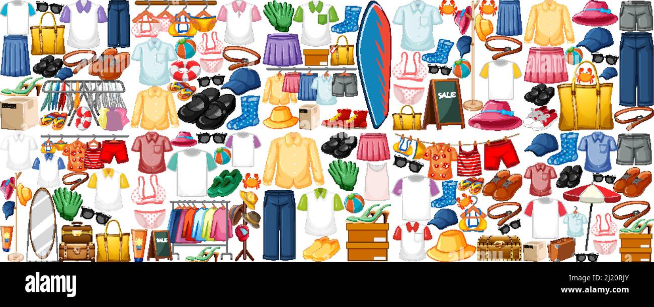 A set of different cloth on white background illustration Stock Vector ...