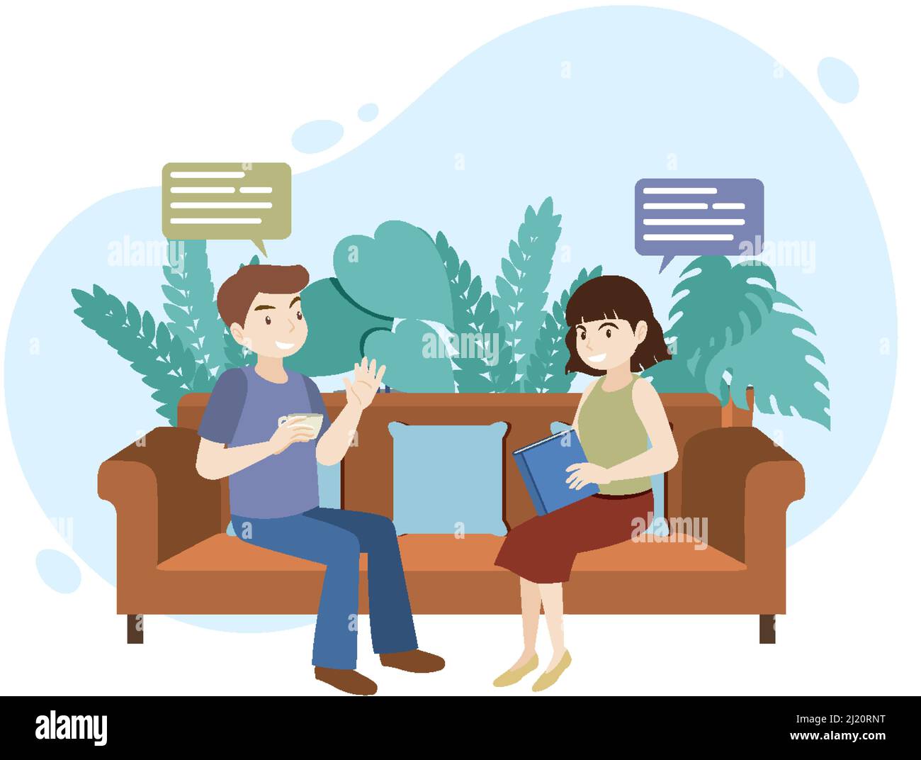 People spending time in living room concept illustration Stock Vector ...