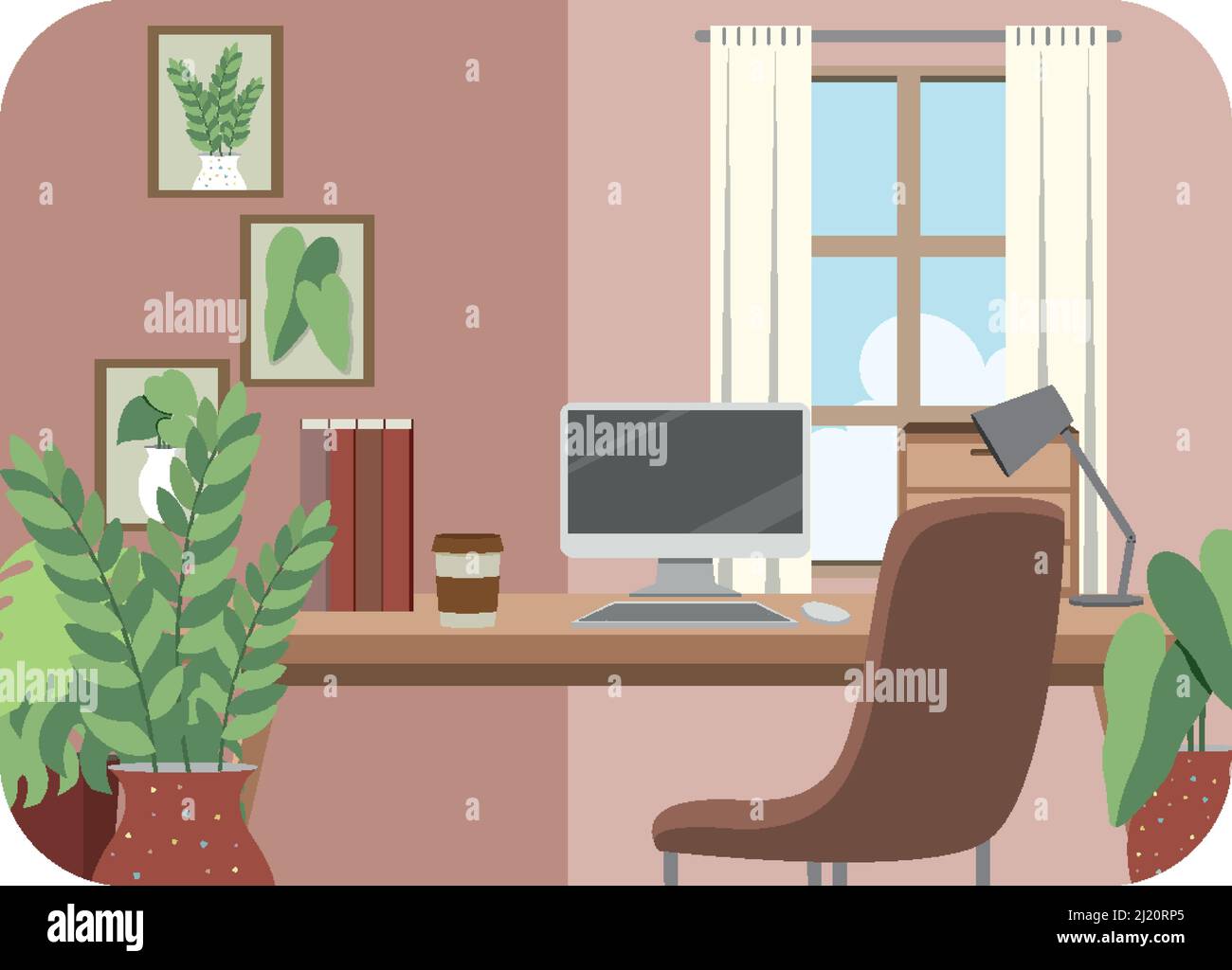 Workroom interior in flat design concept illustration Stock Vector ...