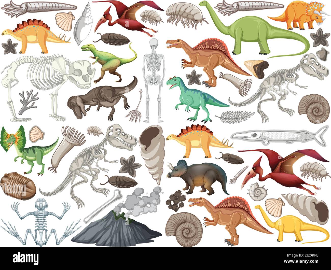 Set of different prehistoric dinosaur animal illustration Stock Vector ...
