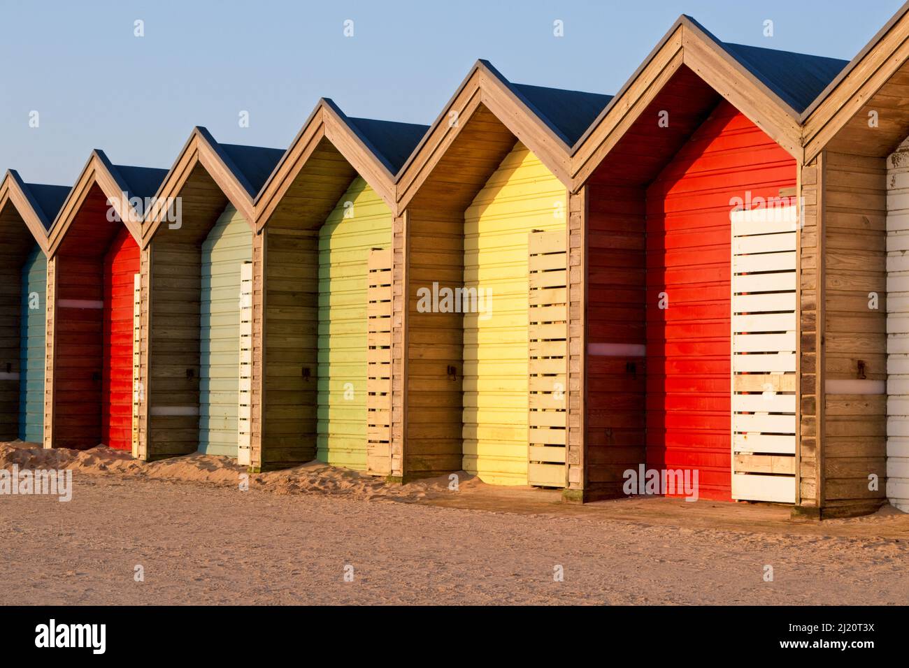 These brightly coloured beach huts are the only ones in Northumberland ...