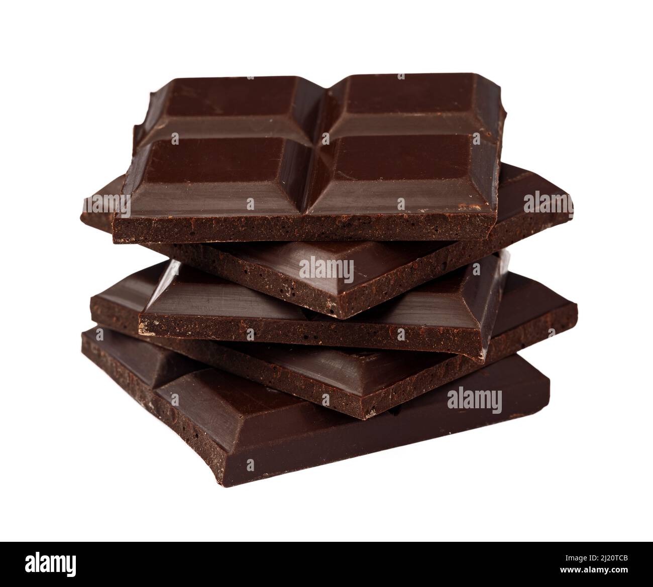 Small dark chocolate pieces isolated on white background Stock Photo ...