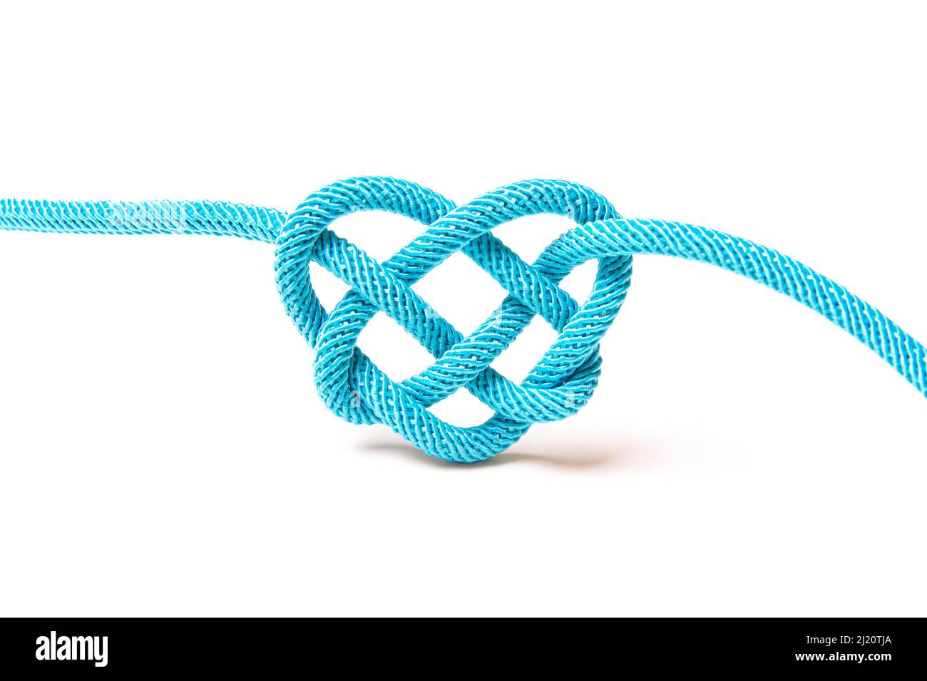 Blue cord heart shaped knot isolated on white background. Creative ...