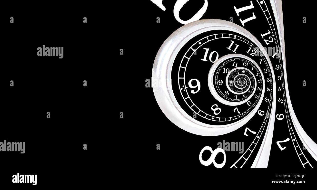 Abstract black and white background made of a twisted watch face ...